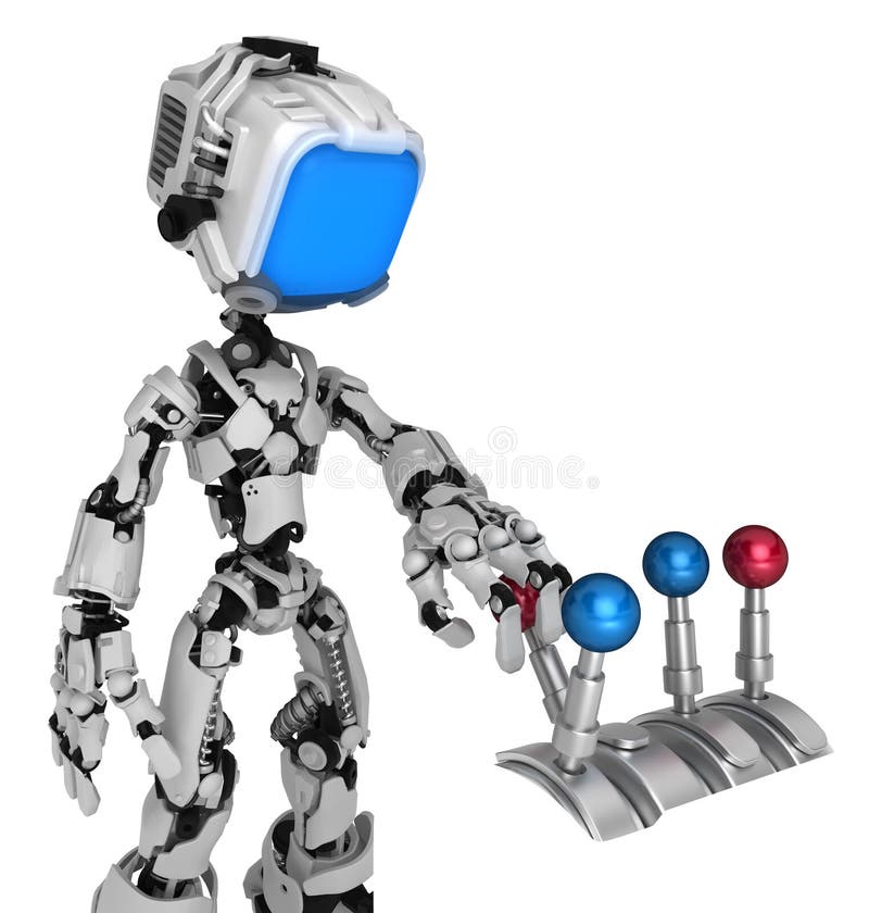 Live Screen Robot, Switches Close Stock Illustration - Illustration of ...