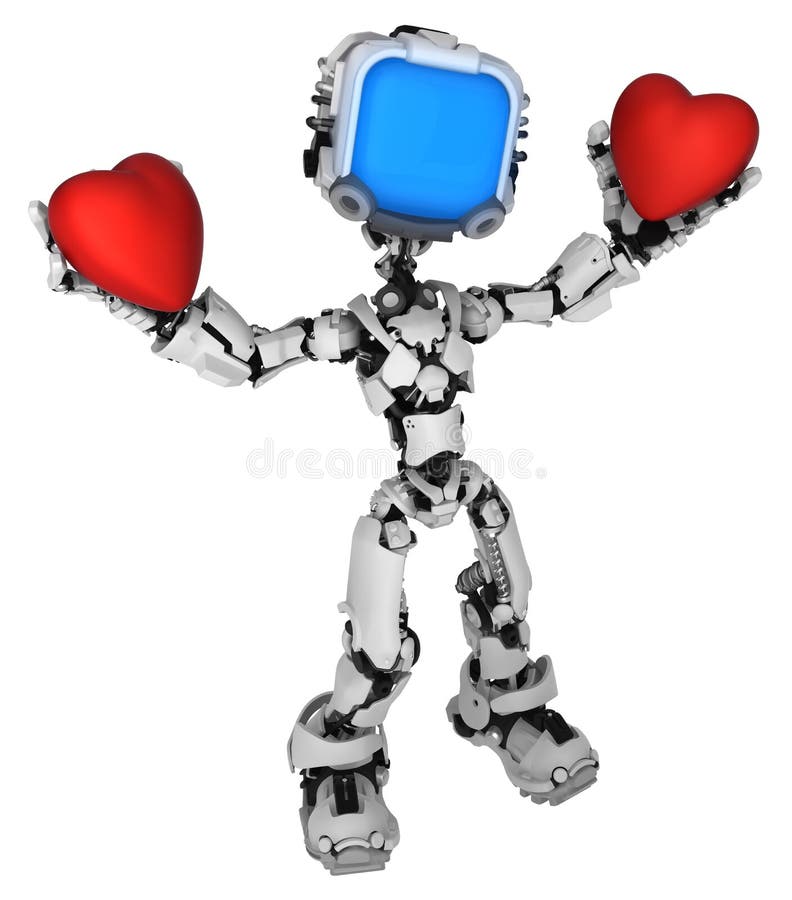 Live Screen Robot, Valentine Hearts Illustration Stock - Illustration ...