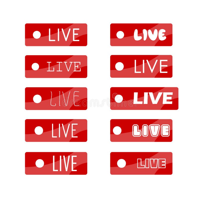 Live Sign Icon. on Air Stream Symbol. Round Colourful 11 Buttons Stock ...