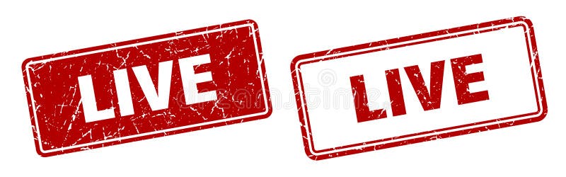 Live Stamp Set. Live Square Grunge Sign Stock Vector - Illustration of ...