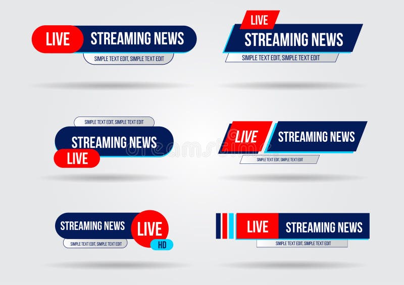 Set of Live Video Streaming Icons Logo Tv News Banner Interface Stock ...
