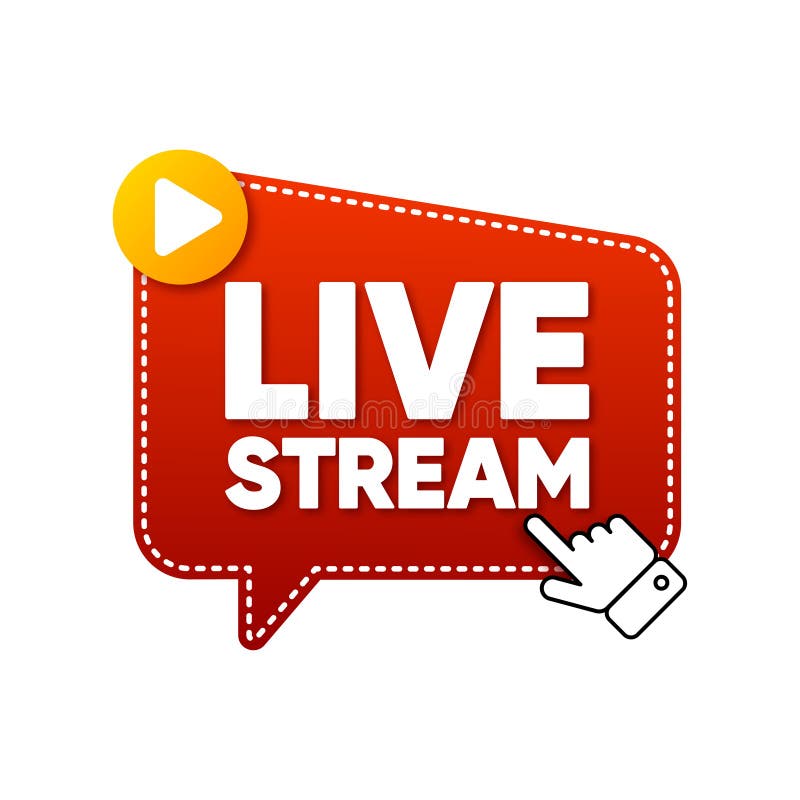 Live Stream Button, Icon, Emblem. Live Stream Label. Mouse Click on ...