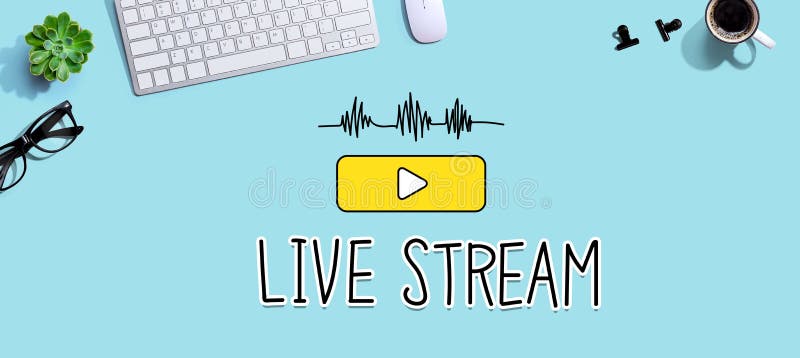 Live Stream with a Computer Keyboard Stock Image - Image of mouse, view ...