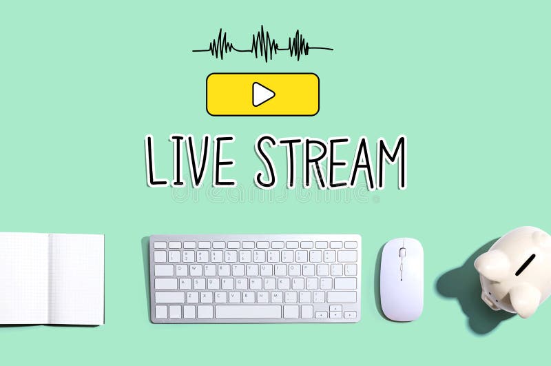Live Stream with a Computer Keyboard Stock Photo - Image of podcast ...