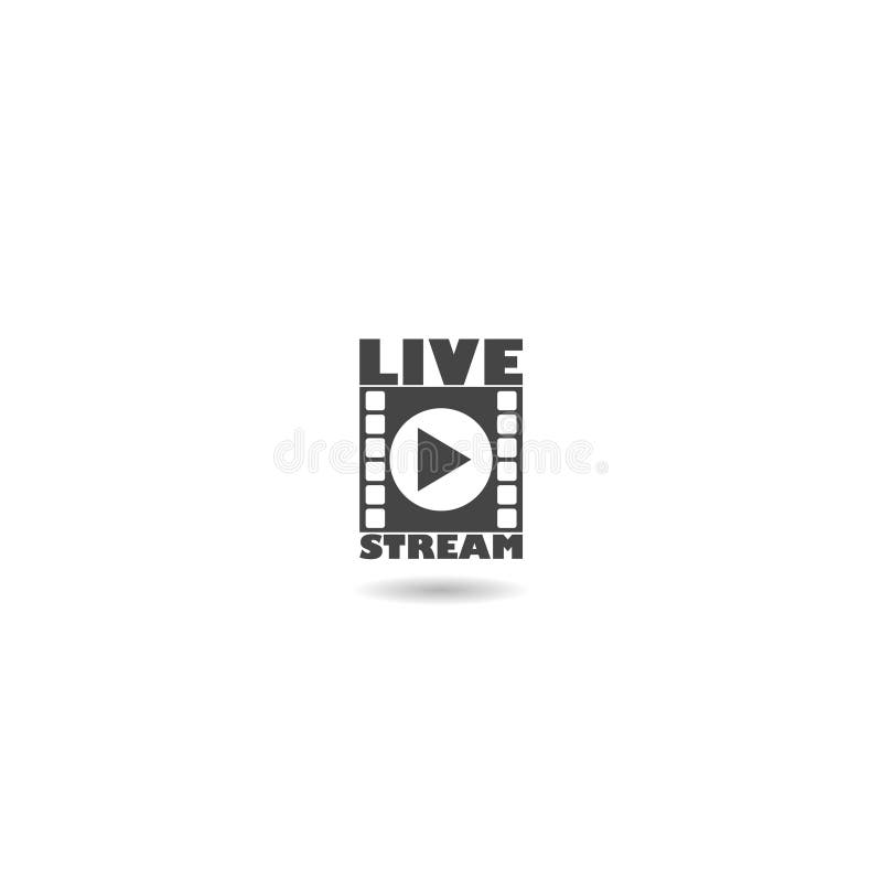 Live Stream Flat Logo with Shadow Stock Illustration - Illustration of ...