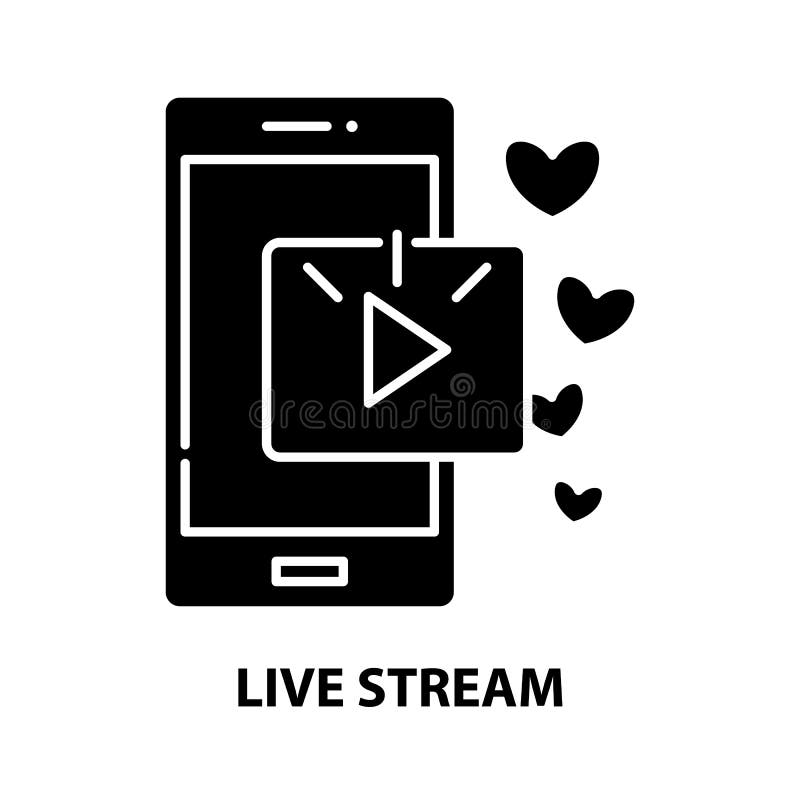 Live Stream Icon, Black Vector Sign with Editable Strokes, Concept ...