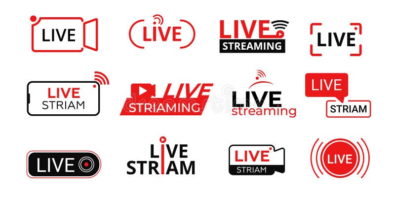 Live Stream Icon. Red Symbol of Live Broadcast Television Stock Vector ...