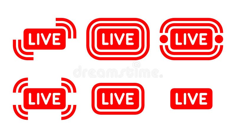 Live Stream Icon. Vector Emblem Tag Set. Stock Vector - Illustration of ...