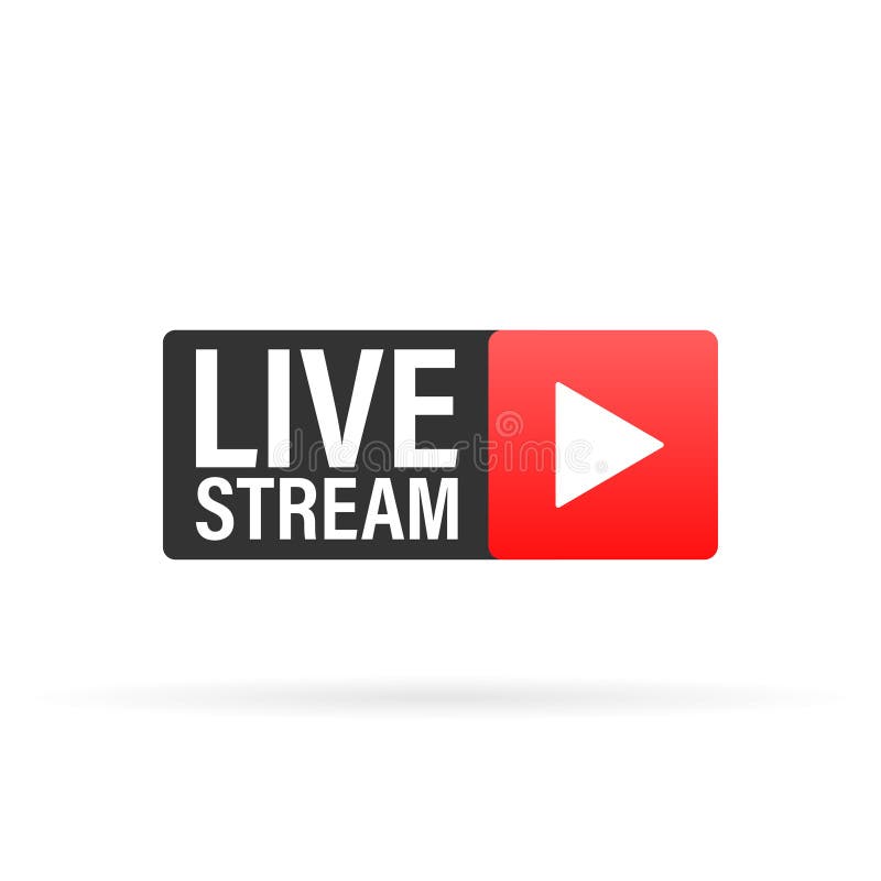Live Stream Logo - Red Vector Design Element with Play Button for News ...