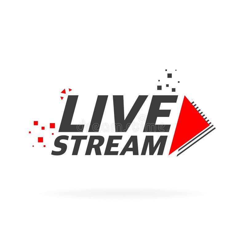 Live Stream Logo - Red Vector Design Element with Play Button for News ...