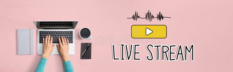 Live Stream with Person Using Laptop Stock Photo - Image of broadcast ...