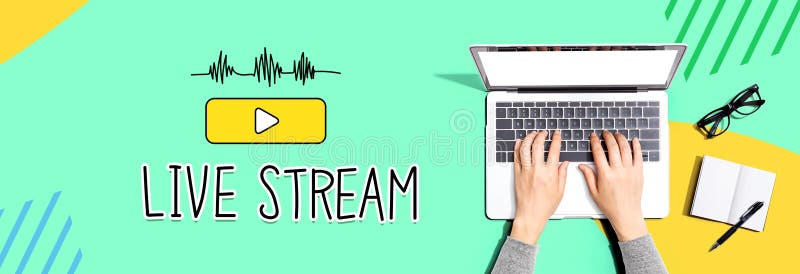 Live Stream with Person Using a Laptop Stock Photo - Image of office ...