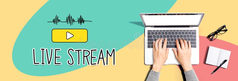 Live Stream with Person Using a Laptop Stock Illustration ...