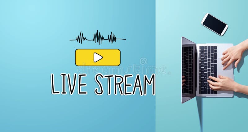 Live Stream with Person Working with Laptop Stock Photo - Image of ...