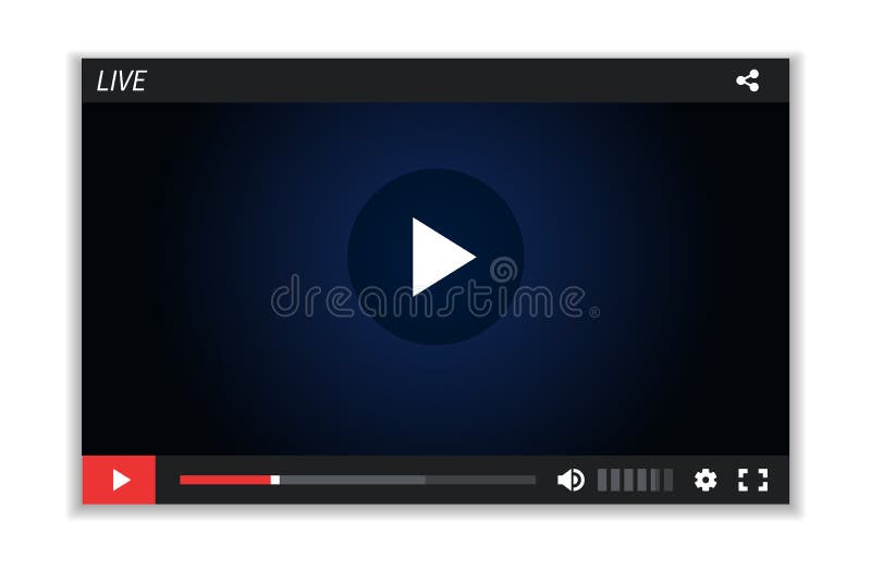 Live Stream Screen. Video Player Layout, Multimedia Frame Template ...