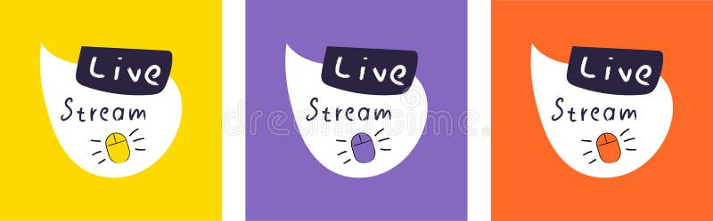 Live Stream Set Labels. Concept of Video Call Stock Vector ...