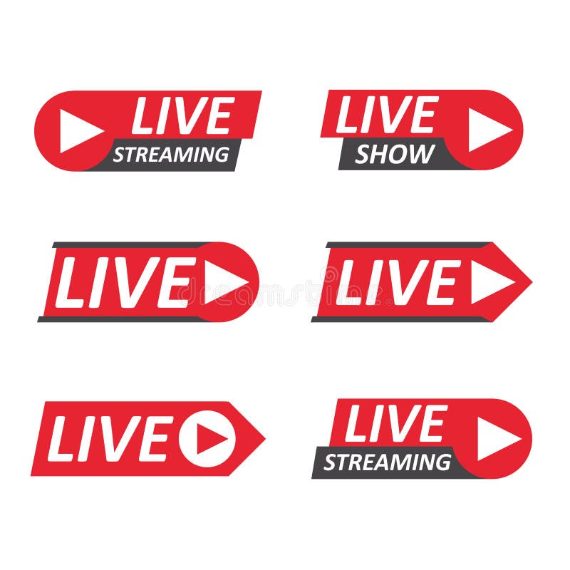 Live Stream Sign. Red Symbol, Button of Live Streaming, Broadcasting ...