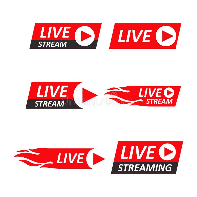 Live Stream Signs Set. Emblem, Logo Stock Vector - Illustration of news ...
