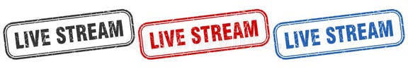 Live Stream Square Isolated Sign Set. Live Stream Stamp Stock Vector ...