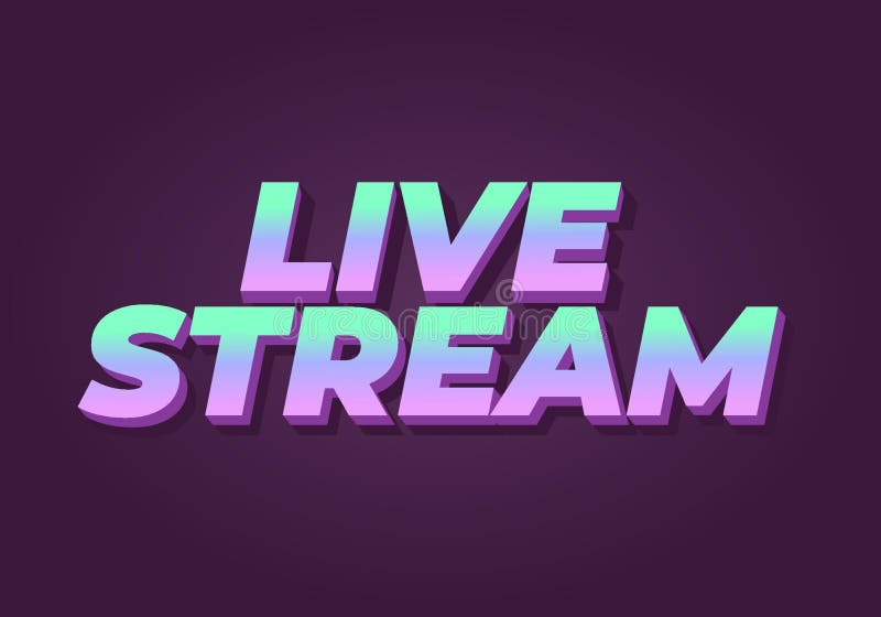 Live Stream. Text Effect in 3D Style with Modern Colors Stock Vector ...