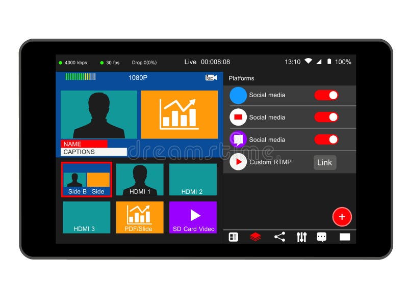 Live Streaming Box for Multiple Camera Stock Image - Image of device ...