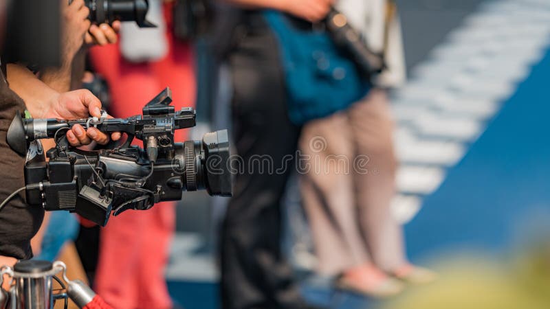 Live Streaming. Camera at a Press Conference Stock Image - Image of ...