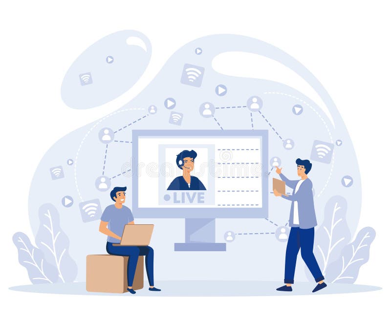 Live Streaming Concept. Online Video Chat Stock Vector - Illustration ...