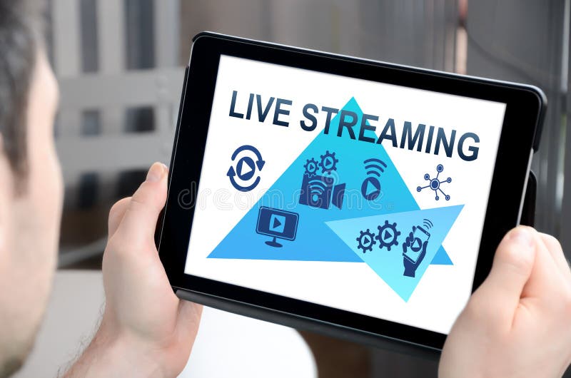 Live Streaming Concept on a Tablet Stock Photo - Image of social ...