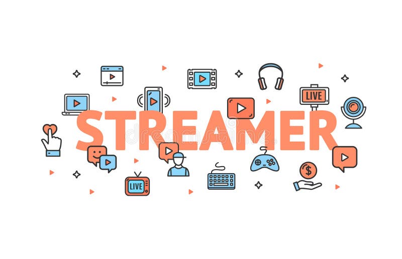 Live Streaming Concept with Thin Line Icons. Vector Stock Vector ...