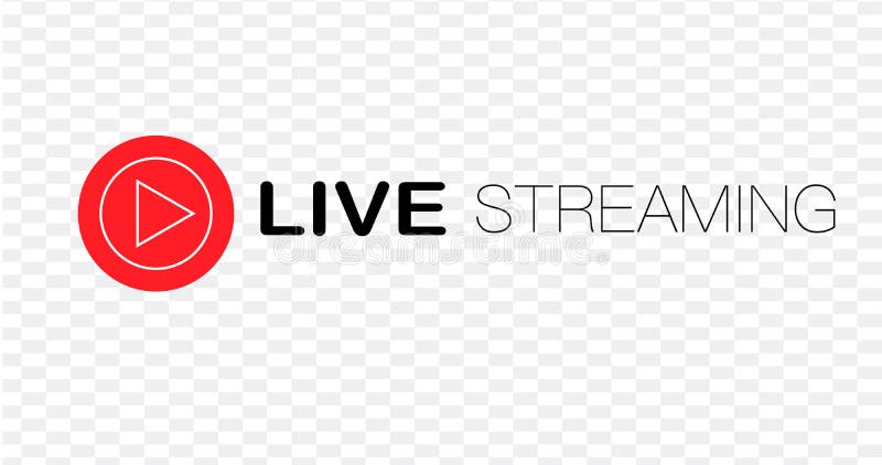 Live Streaming Flat Logo - Red Vector Design Element with Play Button ...