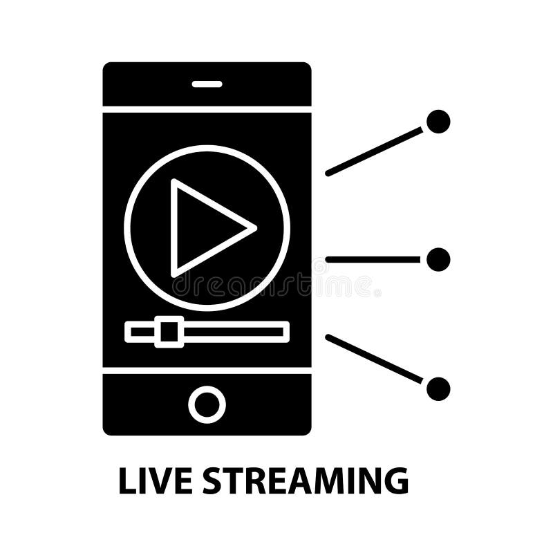 Live Streaming Icon, Black Vector Sign with Editable Strokes, Concept ...