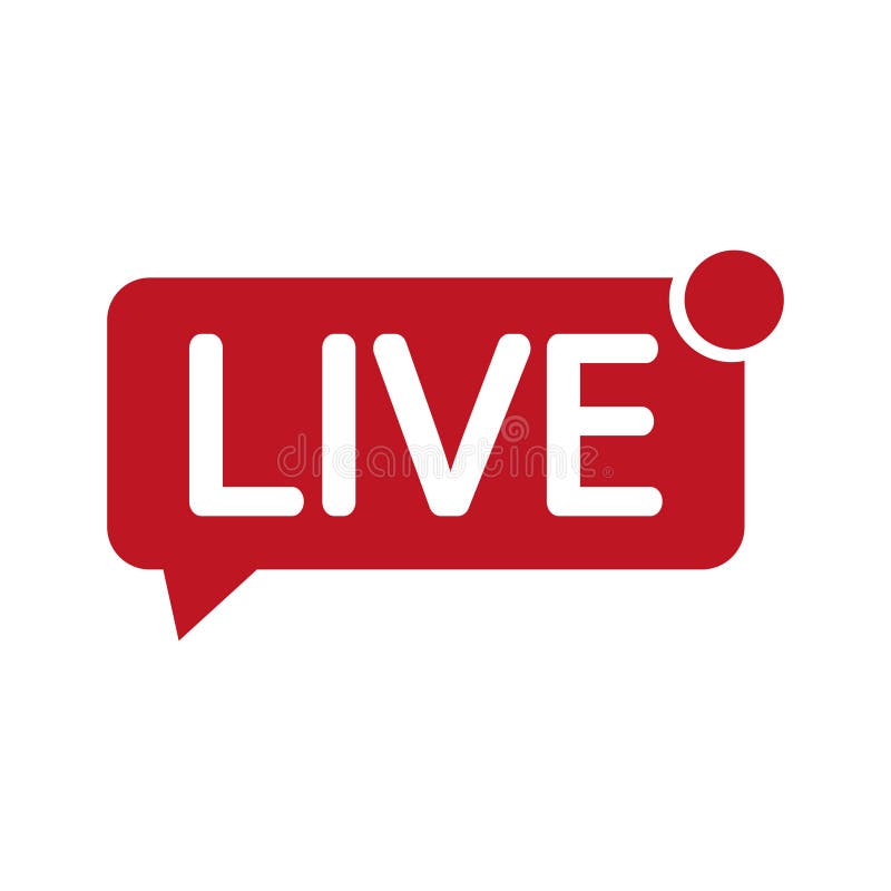 Live Streaming Icon. Red Live Broadcast Button. Real Time Video Symbol ...