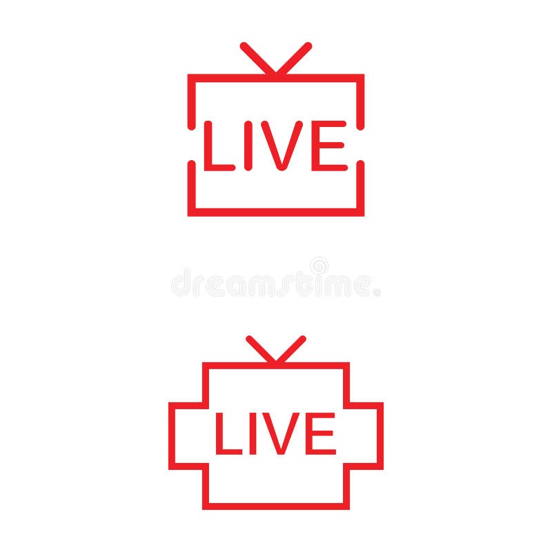 Live Streaming Icon. Red Symbol and Button of Live Streaming ...