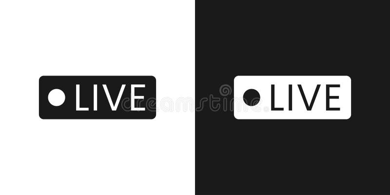 Live Streaming Icon Set Black and White Vector. Stock Illustration ...