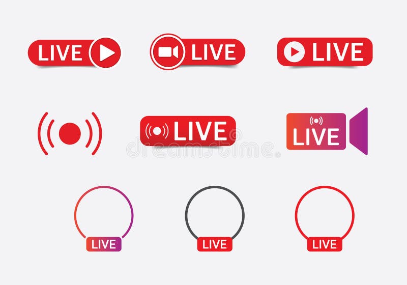 Live Streaming Icon Set. Live Video Stream Symbol, White Background ...