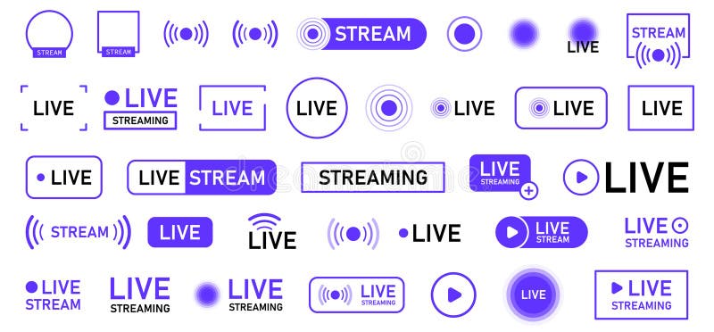 Live Streaming Logo Collection. Set of Purple Media Live Streaming Logo ...