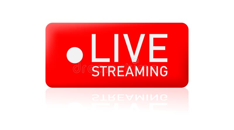 Live Streaming. Red Button with Shadow and Reflection Stock Vector ...