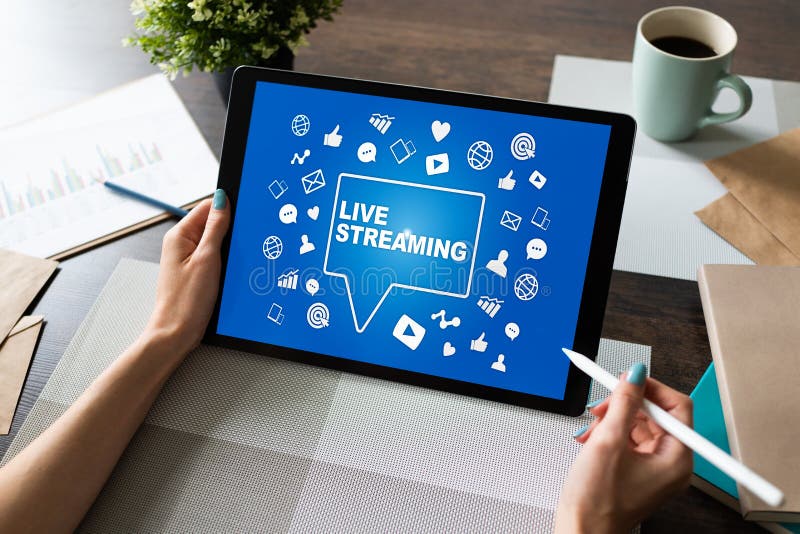 Live Streaming on Screen. Broadcasting. Internet Marketing Concept ...