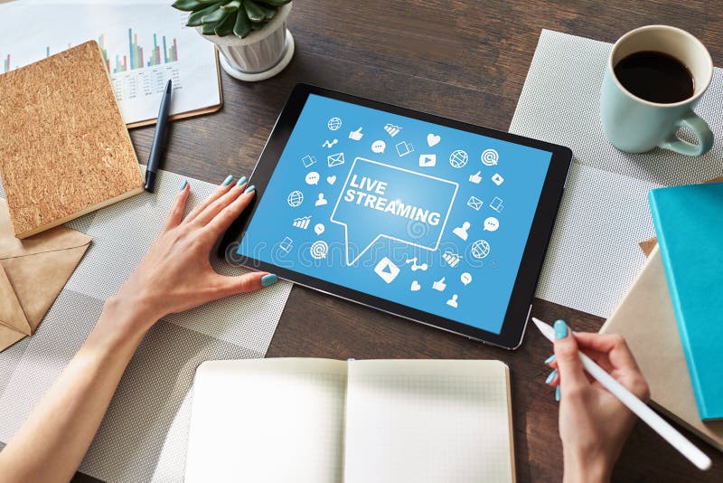 Live Streaming on Screen. Broadcasting. Internet Marketing Concept ...