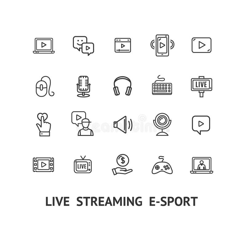 Live Streaming Sign Color Thin Line Icon Set. Vector Stock Vector ...