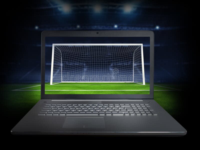 Live Streaming of a Soccer Player Match on a Laptop Stock Image - Image ...