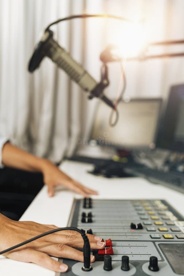 Live Streaming from the Podcast Studio Stock Image - Image of light ...