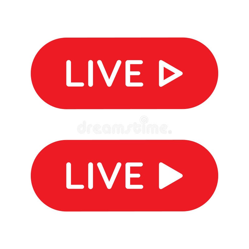 Live Streaming Video Button Icon Vector in Flat Style. Social Media ...
