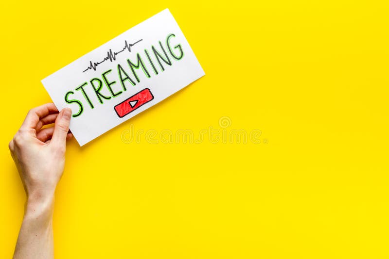 Live Streaming Web Network Concept. Female Hands Holding Paper Tablet ...