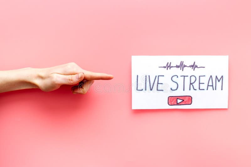 Live Streaming Web Network Concept. Female Hands Holding Paper Tablet ...