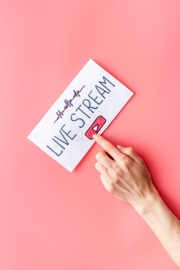 Live Streaming Web Network Concept. Female Hands Holding Paper Tablet ...