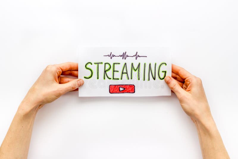 Live Streaming Web Network Concept. Female Hands Holding Paper Tablet ...