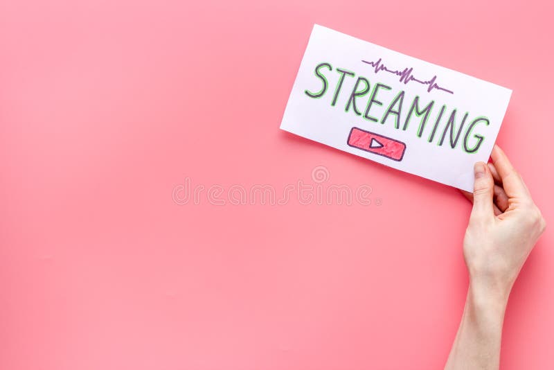 Live Streaming Web Network Concept. Female Hands Holding Paper Tablet ...