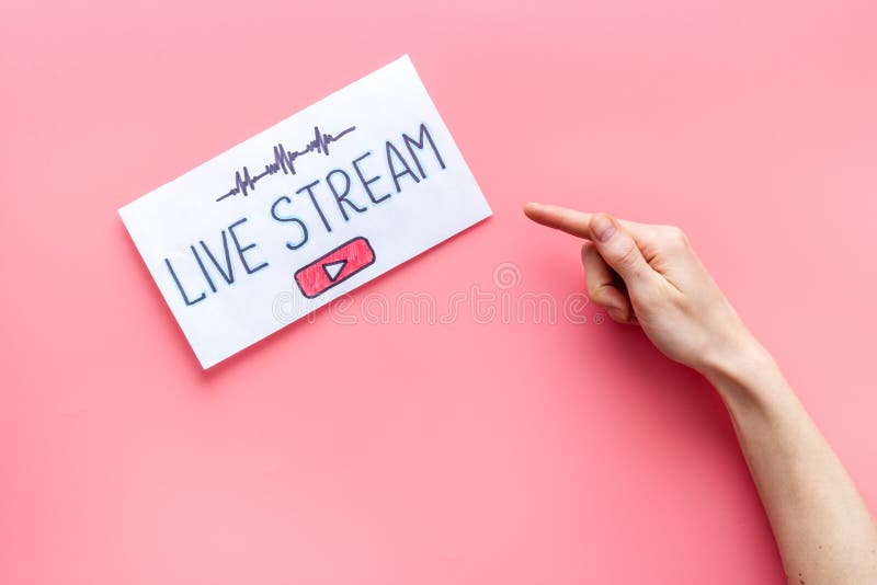 Live Streaming Web Network Concept. Female Hands Holding Paper Tablet ...