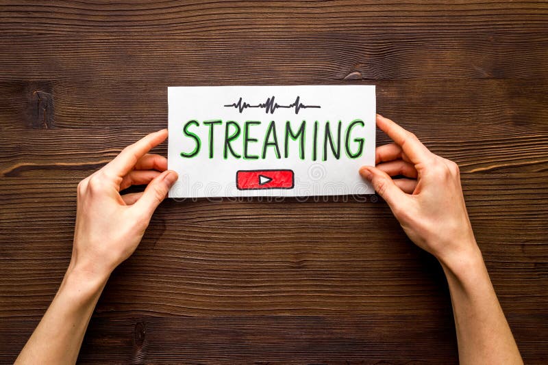 Live Streaming Web Network Concept. Female Hands Holding Paper Tablet ...